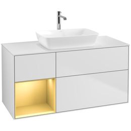 Villeroy & Boch Villeroy und Boch Finion Waschtischunterschrank F821HFMT 120cm, Abdeckplatte white matt, Regale Gold matt lacquer, White matt lacquer