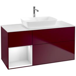 Villeroy & Boch Villeroy und Boch Finion Waschtischunterschrank F821MTHB 120cm, Abdeckplatte white matt, Regale White matt lacquer, Peony Matt