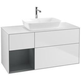 Villeroy & Boch Villeroy und Boch Finion Waschtischunterschrank F821HGMT 120cm, Abdeckplatte white matt, Regale Midnight matt lacquer, White matt lacquer