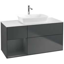 Villeroy & Boch Villeroy und Boch Finion Waschtischunterschrank F821HGHG 120cm, Abdeckplatte white matt, Regale Midnight matt lacquer, Midnight Blue Matt Lacquer