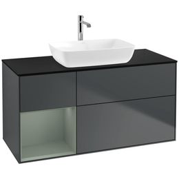 Villeroy & Boch Villeroy und Boch Finion Waschtischunterschrank F822GMHG 120cm, Abdeckplatte black matt, Regale Olive matt lacquer, Midnight Blue Matt Lacquer