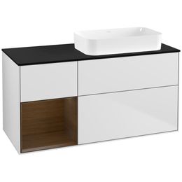 Villeroy & Boch Villeroy und Boch Finion Waschtischunterschrank G682GNMT 120x60,3x50,1cm, Regal links Walnut veneer, White matt lacquer