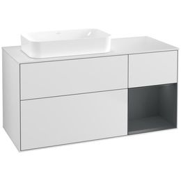 Villeroy & Boch Villeroy und Boch Finion Waschtischunterschrank F691HGMT 120x60,3x50,1cm, Regal rechts Midnight Blue Matt Lacquer, White matt lacquer