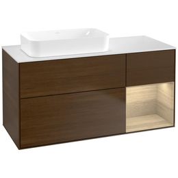 Villeroy & Boch Villeroy und Boch Finion Waschtischunterschrank F691PCGN 120x60,3x50,1cm, Regal rechts Oak Veneer, Walnut veneer