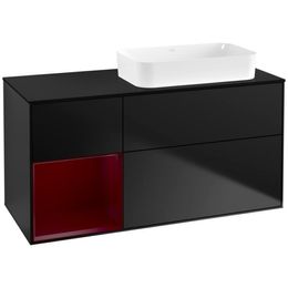 Villeroy & Boch Villeroy und Boch Finion Waschtischunterschrank G682HBPD 120x60,3x50,1cm, Regal links Peony, Black matt lacquer