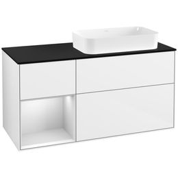 Villeroy & Boch Villeroy und Boch Finion Waschtischunterschrank G682MTGF 120x60,3x50,1cm, Regal links White matt lacquer, Glossy white lacquer