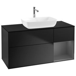 Villeroy & Boch Villeroy und Boch Finion Waschtischunterschrank G832GKPD 120cm, Abdeckplatte black matt, Emotion, Regale Anthracite matt lacquer, Black matt lacquer