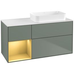 Villeroy & Boch Villeroy und Boch Finion Waschtischunterschrank G681HFGM 120x60,3x50,1cm, Regal links Gold matt, Olive Matt Lacquer