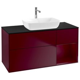 Villeroy & Boch Villeroy und Boch Finion Waschtischunterschrank G832HBHB 120cm, Abdeckplatte black matt, Emotion, Regale Peony matt lacquer, Peony Matt