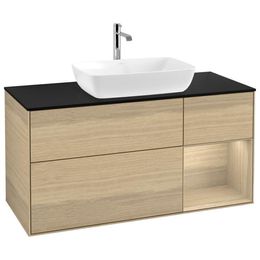 Villeroy & Boch Villeroy und Boch Finion Waschtischunterschrank G832PCPC 120cm, Abdeckplatte black matt, Emotion, Regale Oak Veneer, Oak Veneer