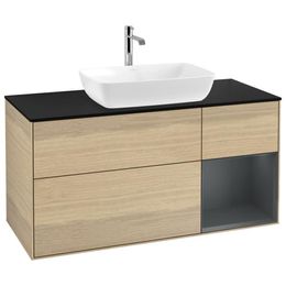 Villeroy & Boch Villeroy und Boch Finion Waschtischunterschrank G832HGPC 120cm, Abdeckplatte black matt, Emotion, Regale Midnight matt lacquer, Oak Veneer