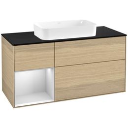 Villeroy & Boch Villeroy und Boch Finion Waschtischunterschrank G702MTPC 120x60,3x50,1cm, Regal rechts White matt lacquer, Oak Veneer