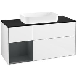 Villeroy & Boch Villeroy und Boch Finion Waschtischunterschrank G702HGGF 120x60,3x50,1cm, Regal rechts Midnight Blue Matt Lacquer, Glossy white lacquer