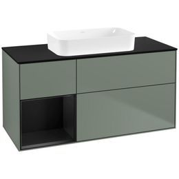 Villeroy & Boch Villeroy und Boch Finion Waschtischunterschrank G702PDGM 120x60,3x50,1cm, Regal rechts Black matt lacquer, Olive Matt Lacquer
