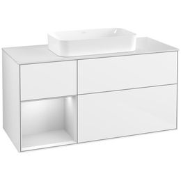 Villeroy & Boch Villeroy und Boch Finion Waschtischunterschrank G701MTGF 120x60,3x50,1cm, Regal rechts White matt lacquer, Glossy white lacquer