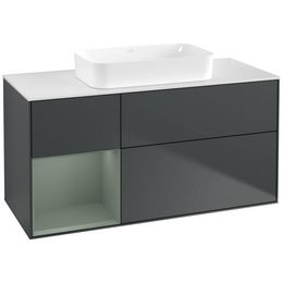 Villeroy & Boch Villeroy und Boch Finion Waschtischunterschrank G701GMHG 120x60,3x50,1cm, Regal rechts Olive Matt Lacquer, Midnight Blue Matt Lacquer