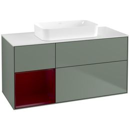 Villeroy & Boch Villeroy und Boch Finion Waschtischunterschrank G701HBGM 120x60,3x50,1cm, Regal rechts Peony, Olive Matt Lacquer