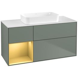 Villeroy & Boch Villeroy und Boch Finion Waschtischunterschrank G701HFGM 120x60,3x50,1cm, Regal rechts Gold matt, Olive Matt Lacquer