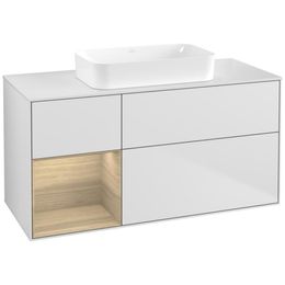 Villeroy & Boch Villeroy und Boch Finion Waschtischunterschrank G701PCMT 120x60,3x50,1cm, Regal rechts Oak Veneer, White matt lacquer