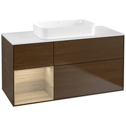 Villeroy & Boch Villeroy und Boch Finion Waschtischunterschrank G701PCGN 120x60,3x50,1cm, Regal rechts Oak Veneer, Walnut veneer