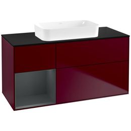 Villeroy & Boch Villeroy und Boch Finion Waschtischunterschrank F702HGHB 120x60,3x50,1cm, Regal links Midnight Blue Matt Lacquer, Peony Matt