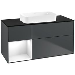 Villeroy & Boch Villeroy und Boch Finion Waschtischunterschrank F702GFHG 120x60,3x50,1cm, Regal links Glossy white lacquer, Midnight Blue Matt Lacquer