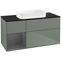 Villeroy & Boch Villeroy und Boch Finion Waschtischunterschrank F702GKGM 120x60,3x50,1cm, Regal links Anthracite matt, Olive Matt Lacquer