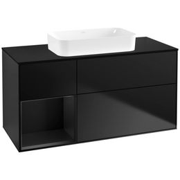 Villeroy & Boch Villeroy und Boch Finion Waschtischunterschrank F702PDPD 120x60,3x50,1cm, Regal links Black matt lacquer, Black matt lacquer