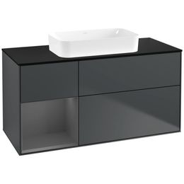 Villeroy & Boch Villeroy und Boch Finion Waschtischunterschrank F702GKHG 120x60,3x50,1cm, Regal links Anthracite matt, Midnight Blue Matt Lacquer