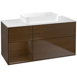 Villeroy & Boch Villeroy und Boch Finion Waschtischunterschrank F701GNGN 120x60,3x50,1cm, Regal links Walnut veneer, Walnut veneer