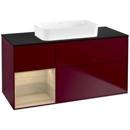 Villeroy & Boch Villeroy und Boch Finion Waschtischunterschrank F702PCHB 120x60,3x50,1cm, Regal links Oak Veneer, Peony Matt
