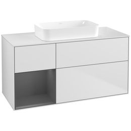 Villeroy & Boch Villeroy und Boch Finion Waschtischunterschrank F701GKMT 120x60,3x50,1cm, Regal links Anthracite matt, White matt lacquer
