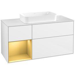 Villeroy & Boch Villeroy und Boch Finion Waschtischunterschrank F701HFGF 120x60,3x50,1cm, Regal links Gold matt, Glossy white lacquer