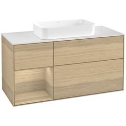 Villeroy & Boch Villeroy und Boch Finion Waschtischunterschrank F701PCPC 120x60,3x50,1cm, Regal links Oak Veneer, Oak Veneer