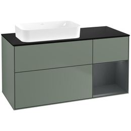 Villeroy & Boch Villeroy und Boch Finion Waschtischunterschrank G692HGGM 120x60,3x50,1cm, Regal rechts Midnight Blue Matt Lacquer, Olive Matt Lacquer