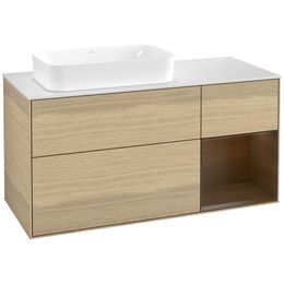 Villeroy & Boch Villeroy und Boch Finion Waschtischunterschrank G691GNPC 120x60,3x50,1cm, Regal rechts Walnut veneer, Oak Veneer