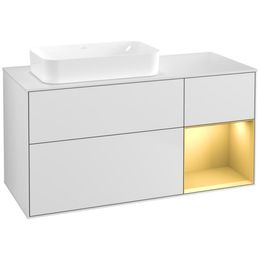 Villeroy & Boch Villeroy und Boch Finion Waschtischunterschrank G691HFMT 120x60,3x50,1cm, Regal rechts Gold matt, White matt lacquer