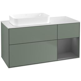 Villeroy & Boch Villeroy und Boch Finion Waschtischunterschrank G691GKGM 120x60,3x50,1cm, Regal rechts Anthracite matt, Olive Matt Lacquer