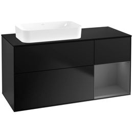 Villeroy & Boch Villeroy und Boch Finion Waschtischunterschrank F692GKPD 120x60,3x50,1cm, Regal rechts Anthracite matt, Black matt lacquer