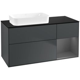 Villeroy & Boch Villeroy und Boch Finion Waschtischunterschrank F692GKHG 120x60,3x50,1cm, Regal rechts Anthracite matt, Midnight Blue Matt Lacquer