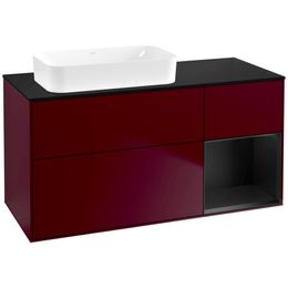 Villeroy & Boch Villeroy und Boch Finion Waschtischunterschrank F692PDHB 120x60,3x50,1cm, Regal rechts Black matt lacquer, Peony Matt