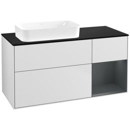 Villeroy & Boch Villeroy und Boch Finion Waschtischunterschrank F692HGMT 120x60,3x50,1cm, Regal rechts Midnight Blue Matt Lacquer, White matt lacquer
