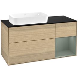 Villeroy & Boch Villeroy und Boch Finion Waschtischunterschrank F692GMPC 120x60,3x50,1cm, Regal rechts Olive Matt Lacquer, Oak Veneer