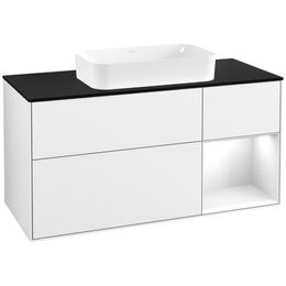 Villeroy & Boch Villeroy und Boch Finion Waschtischunterschrank G712GFGF 120x60,3x50,1cm, Regal rechts Glossy white lacquer, Glossy white lacquer