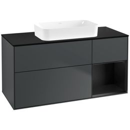 Villeroy & Boch Villeroy und Boch Finion Waschtischunterschrank G712PDHG 120x60,3x50,1cm, Regal rechts Black matt lacquer, Midnight Blue Matt Lacquer