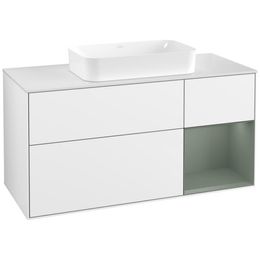 Villeroy & Boch Villeroy und Boch Finion Waschtischunterschrank G711GMGF 120x60,3x50,1cm, Regal rechts Olive Matt Lacquer, Glossy white lacquer