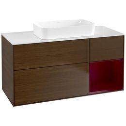 Villeroy & Boch Villeroy und Boch Finion Waschtischunterschrank F711HBGN 120x60,3x50,1cm, Regal rechts Peony, Walnut veneer