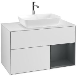 Villeroy & Boch Villeroy und Boch Finion Waschtischunterschrank F781HGMT 100cm, Abdeckplatte white matt, Regale Midnight matt lacquer, White matt lacquer