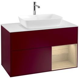 Villeroy & Boch Villeroy und Boch Finion Waschtischunterschrank F781PCHB 100cm, Abdeckplatte white matt, Regale Oak Veneer, Peony Matt
