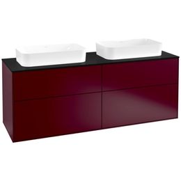 Villeroy & Boch Villeroy und Boch Finion Waschtischunterschrank F72200HB 160x60,3x50,1cm, Glass Black Matt, Peony Matt